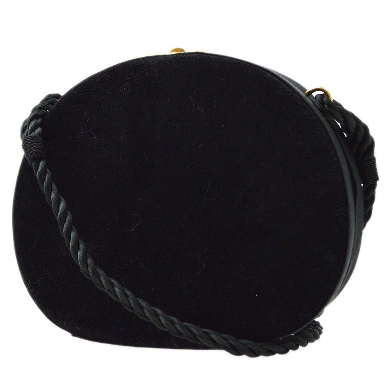 CELINE Black Velvet Gold Logo Shoulder Evening Clutch Bag Bag For Sale ...