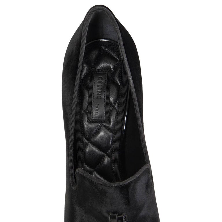 CELINE black VELVET TASSEL Pumps Shoes 40 For Sale at 1stDibs