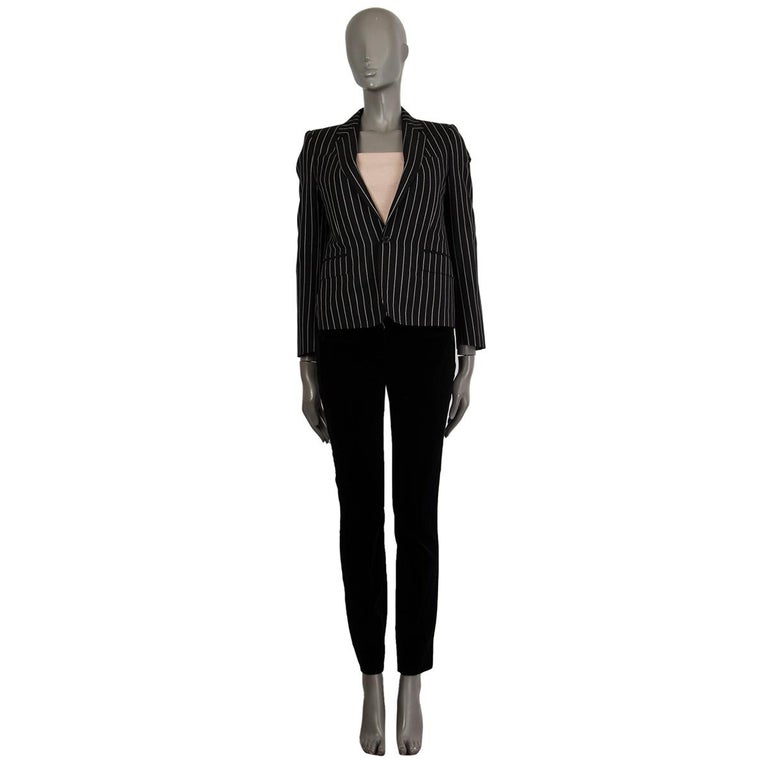 CELINE black and white wool PINSTRIPE CLASSIC Blazer Jacket 34 XXS For ...