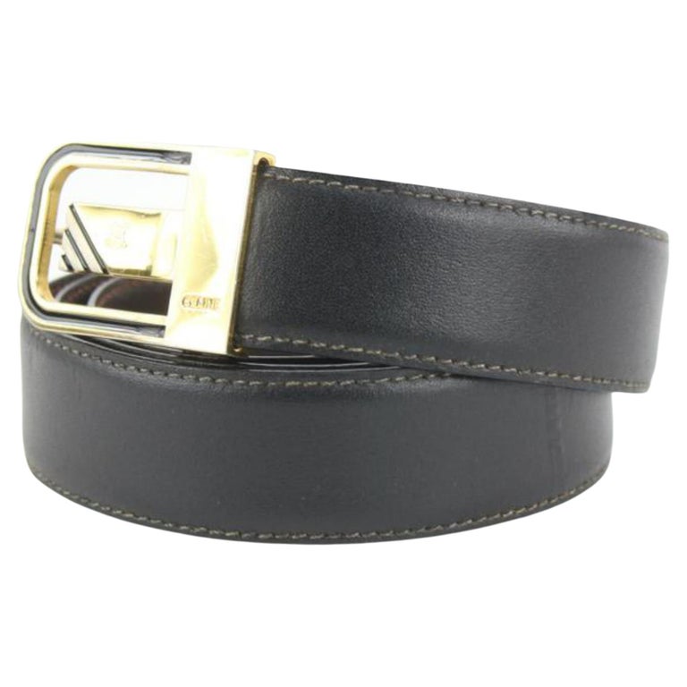 Céline Black x Gold Logo Belt 128cel42 For Sale at 1stDibs