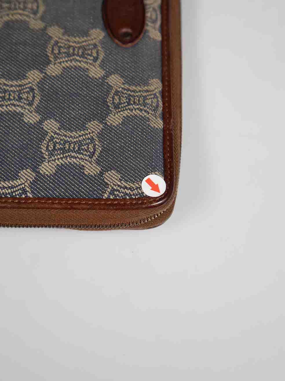 Céline Blue Denim Jacquard Triomphe Wallet For Sale at 1stDibs