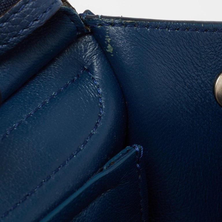 Celine Blue Leather And Suede Medium Trapeze Bag at 1stDibs
