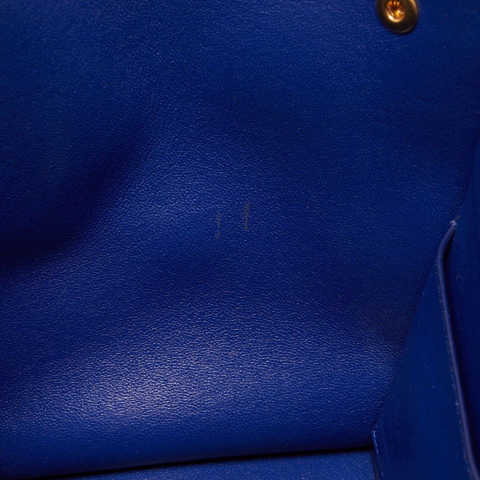 Celine Blue Leather and Suede Small Trapeze Top Handle Bag For Sale at ...