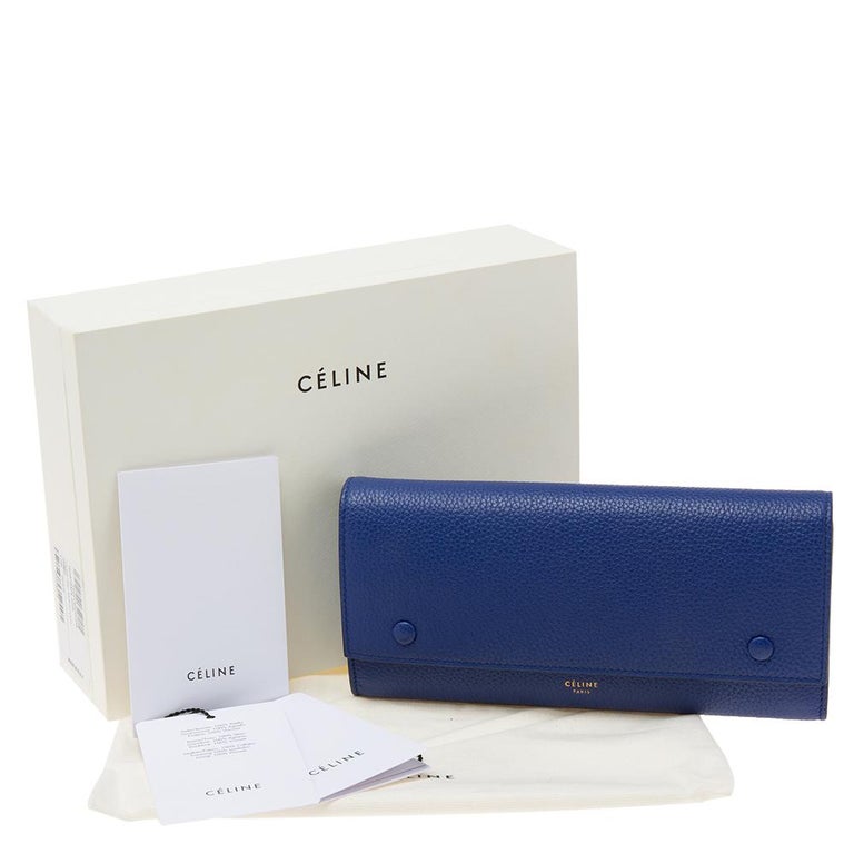 Celine Blue Leather Large Multifunction Flap Wallet at 1stDibs