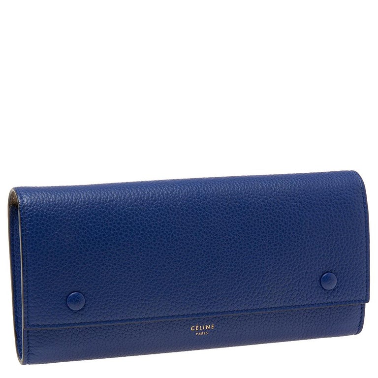 Celine Blue Leather Large Multifunction Flap Wallet at 1stDibs