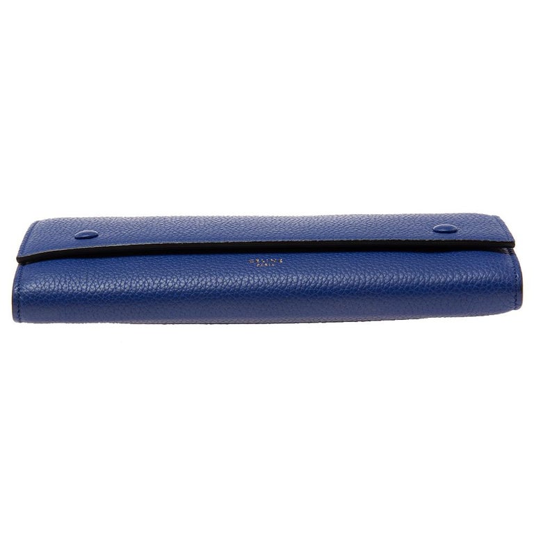 Celine Blue Leather Large Multifunction Flap Wallet at 1stDibs