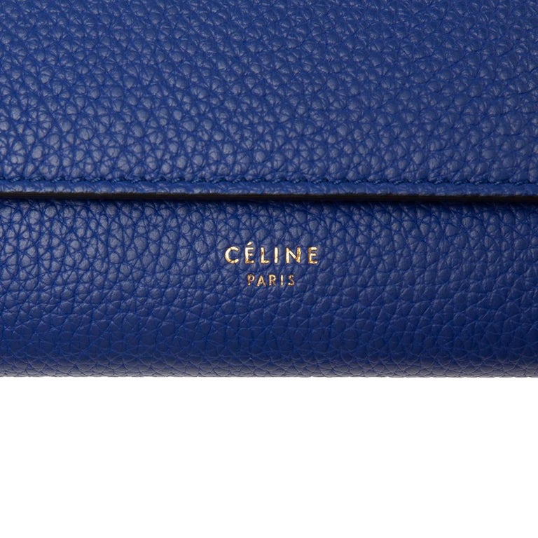 Celine Blue Leather Large Multifunction Flap Wallet at 1stDibs