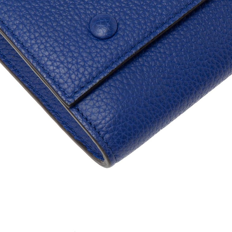 Celine Blue Leather Large Multifunction Flap Wallet at 1stDibs