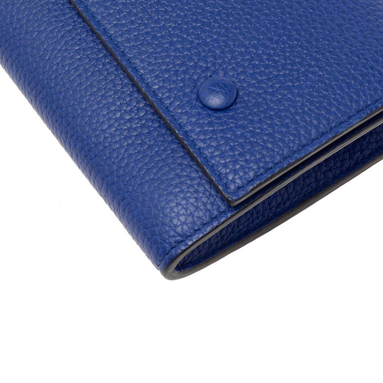 Celine Blue Leather Large Multifunction Flap Wallet at 1stDibs