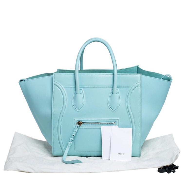 Celine Blue Leather Medium Phantom Luggage Tote at 1stDibs