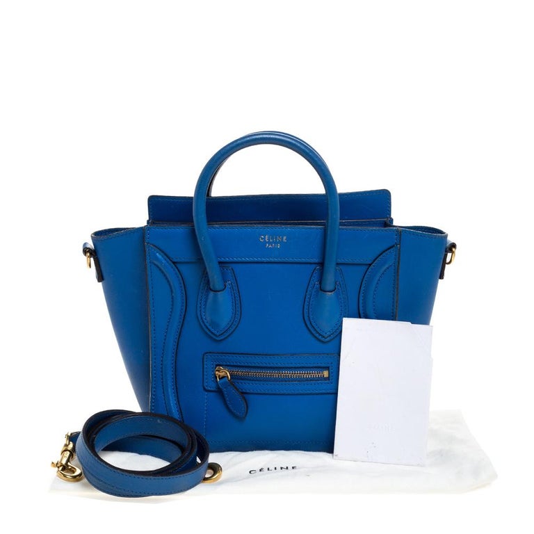 Celine Blue Leather Nano Luggage Tote at 1stDibs | celine nano blue
