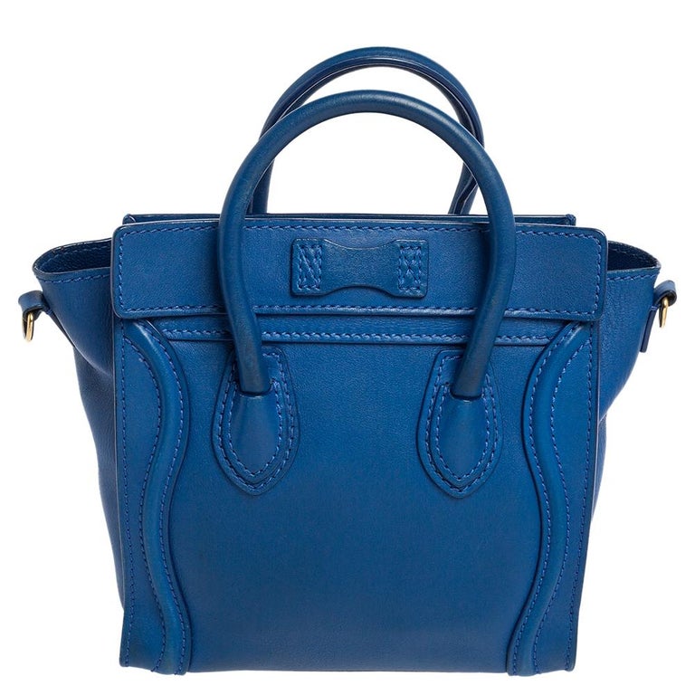 Celine Blue Leather Nano Luggage Tote at 1stDibs