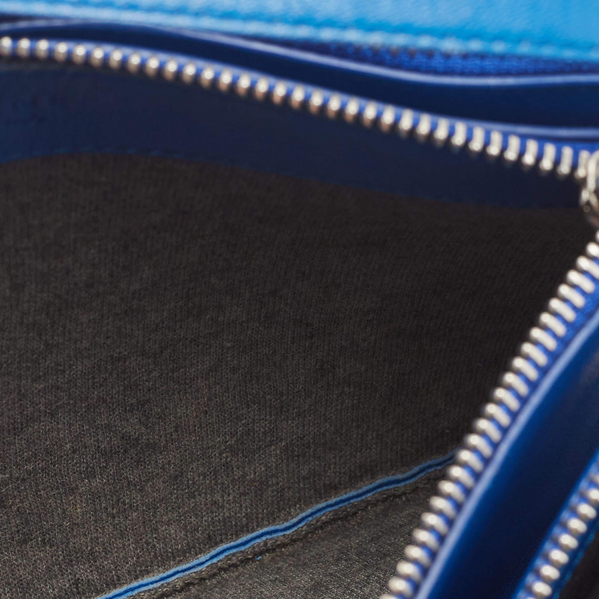Celine Blue Leather Small Trio Crossbody Bag For Sale at 1stDibs