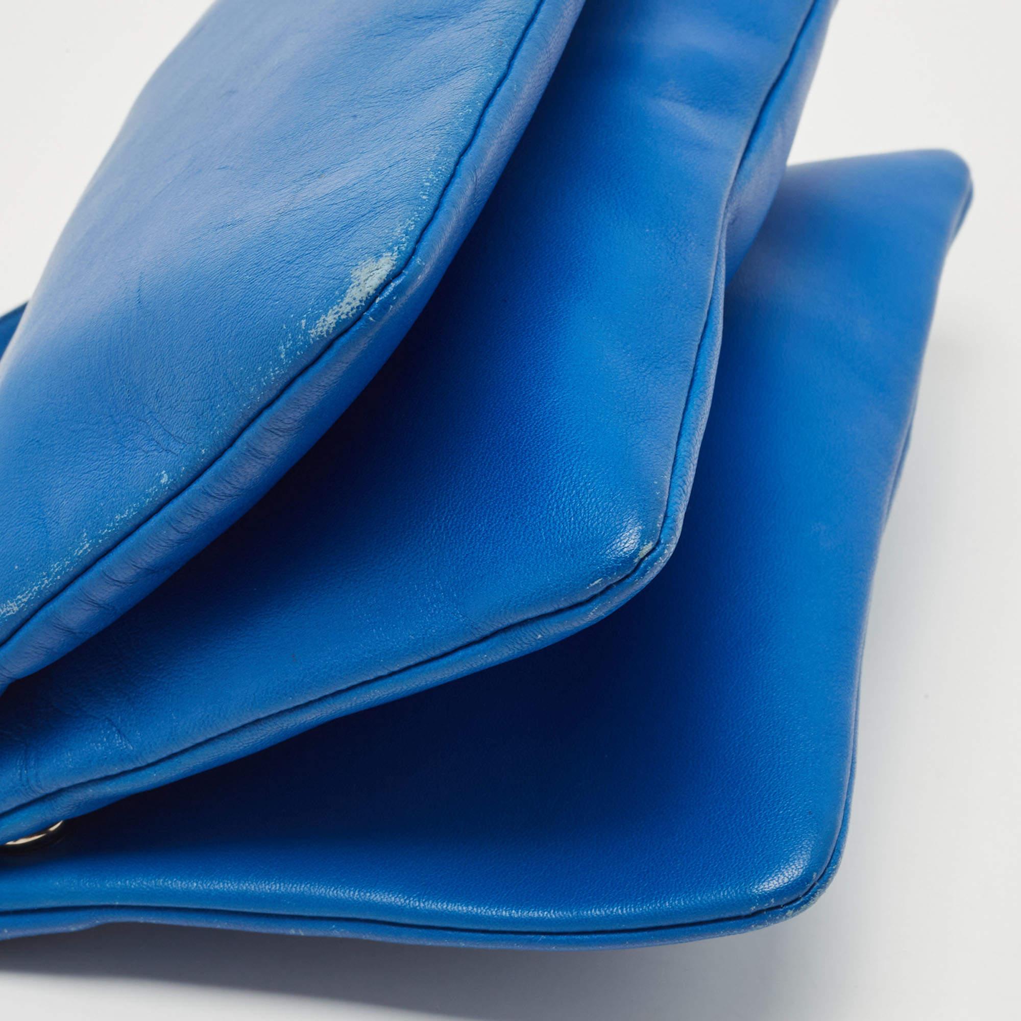 Celine Blue Leather Small Trio Crossbody Bag For Sale at 1stDibs