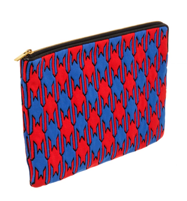 Celine Blue, Multicolor, Red Fabic Zip Pouch Clutch For Sale at 1stDibs