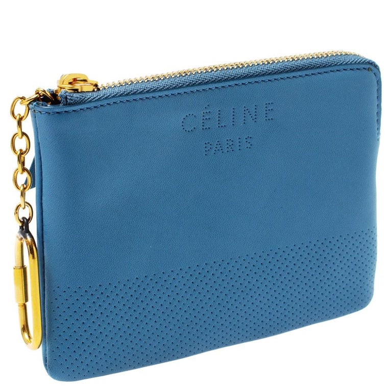 Celine Blue Perforated Leather Solo Coin Purse at 1stDibs | solo handbags