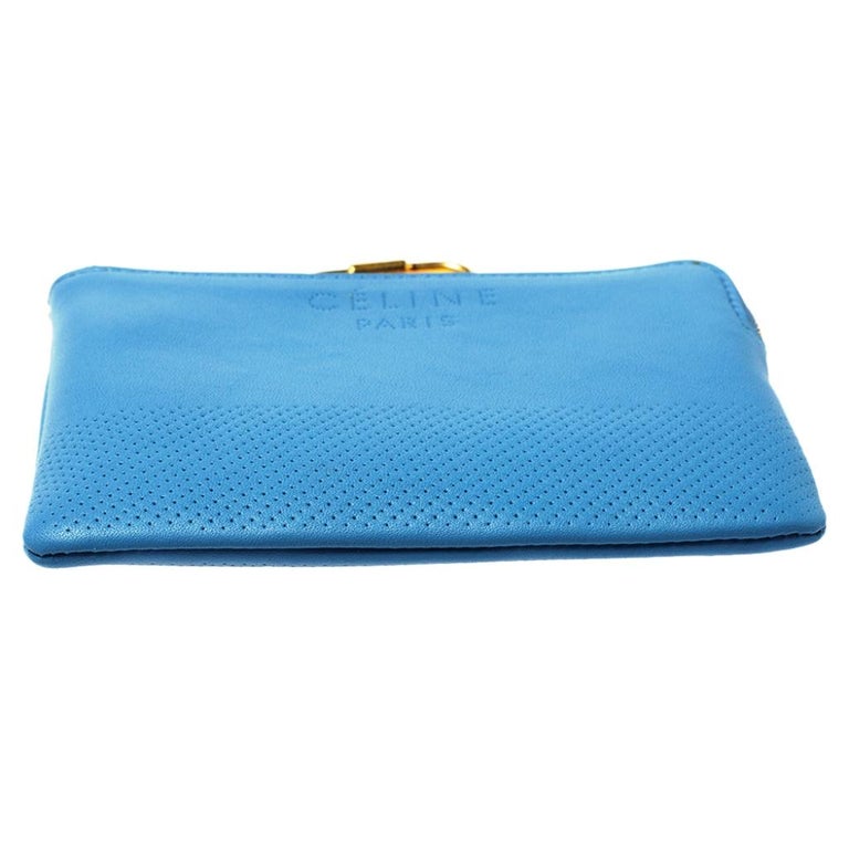 Celine Blue Perforated Leather Solo Coin Purse at 1stDibs | solo handbags