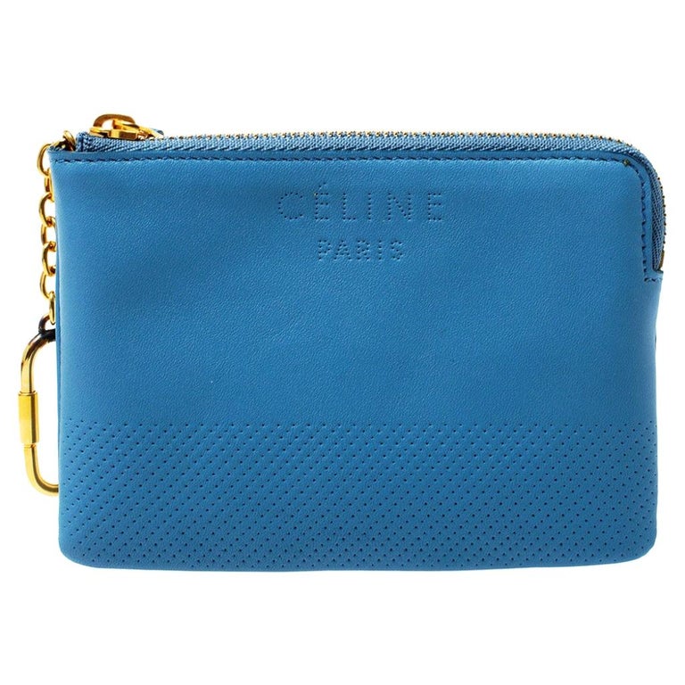 Celine Blue Perforated Leather Solo Coin Purse at 1stDibs | solo handbags