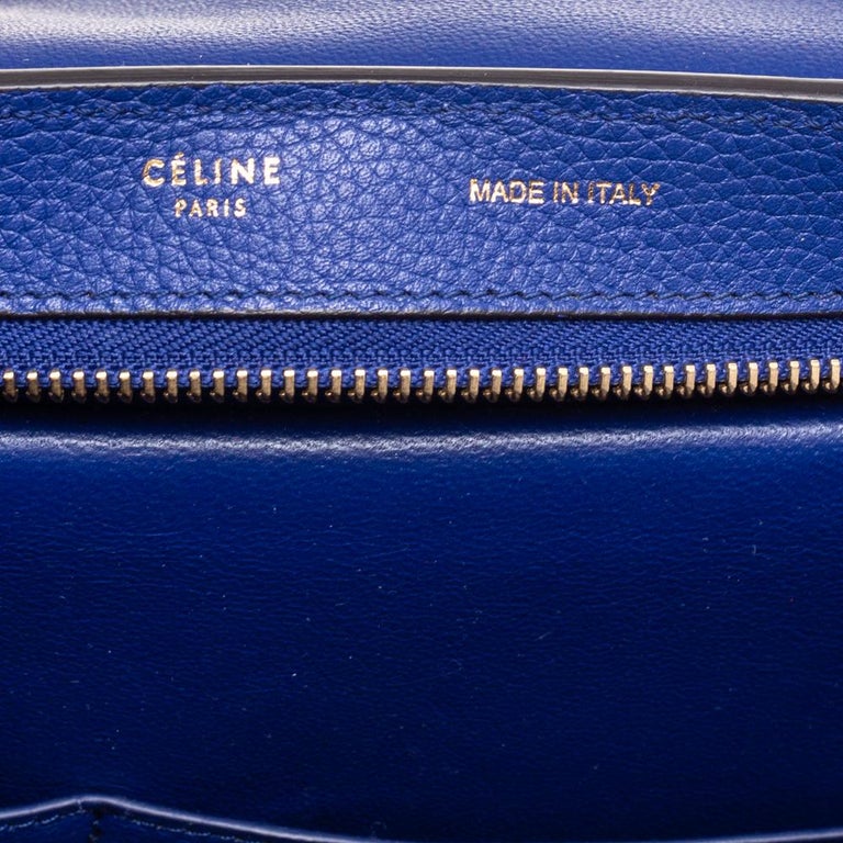 Celine Blue Suede and Leather Small Trapeze Bag For Sale at 1stDibs