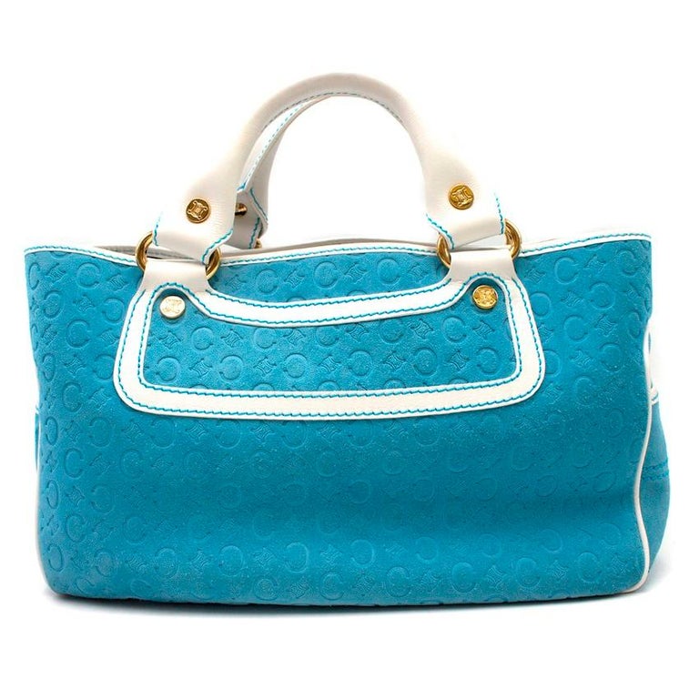 Celine Blue Suede Embossed Boogie Bag at 1stDibs