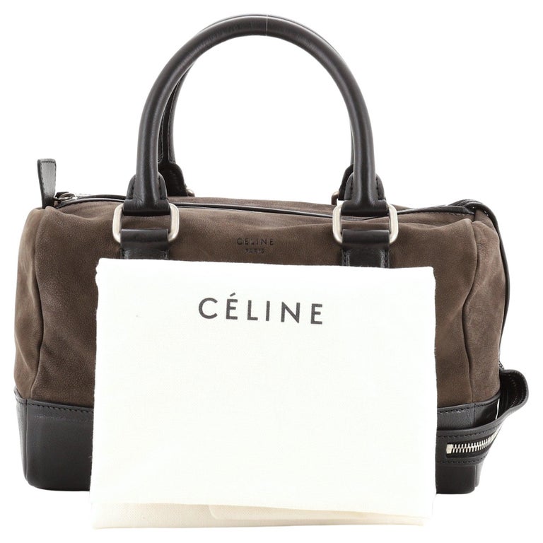 Celine Boston Bag Suede and Leather Small Black, Neutral at 1stDibs