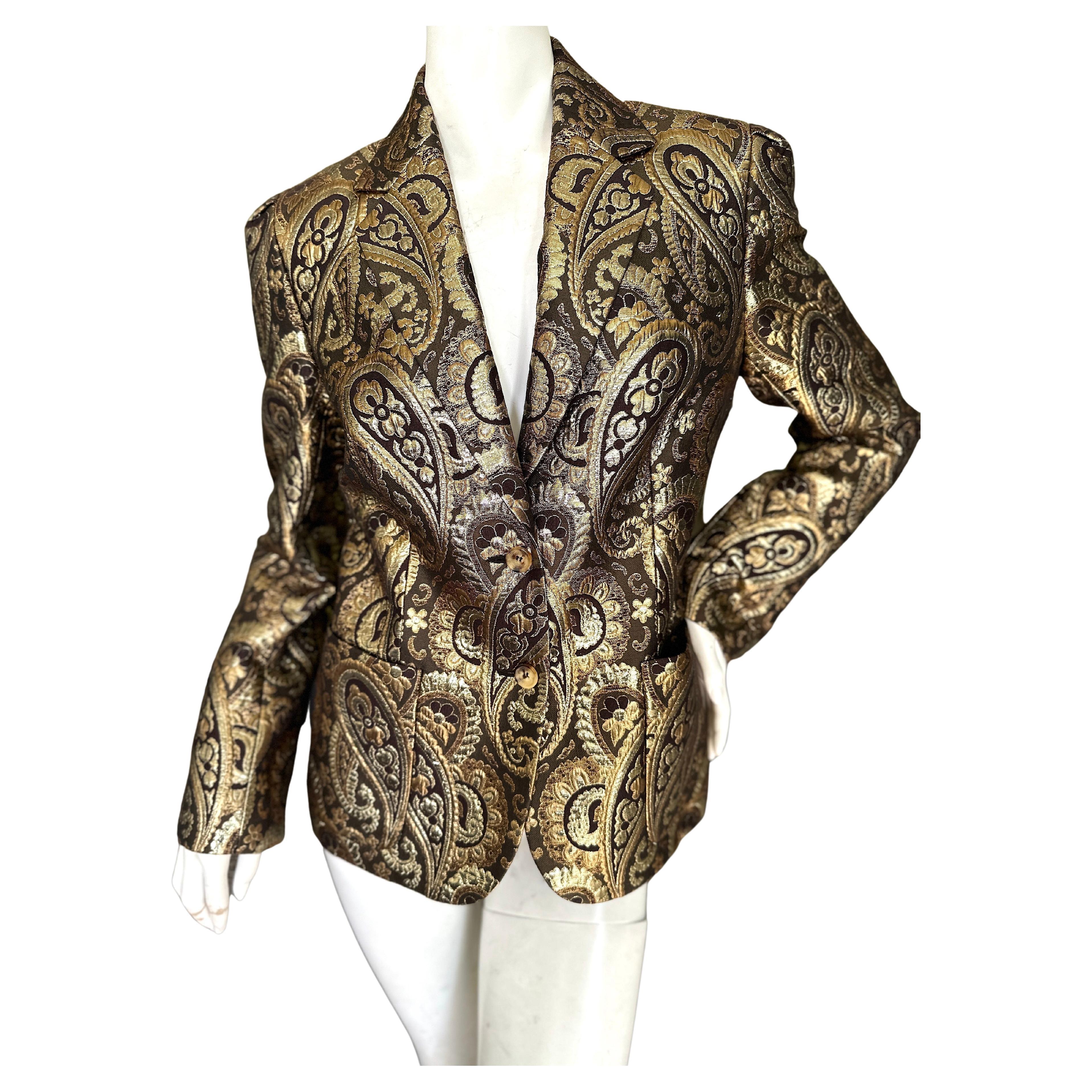 CELINE Bright Gold Paisley Brocade Jacket from the Michael Kors Era For ...