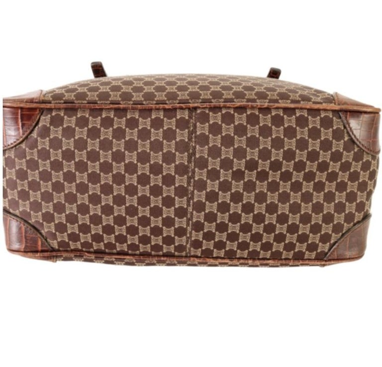 Celine Brown Canvas and Snake Embossed Leather Boogie Bag For Sale at ...