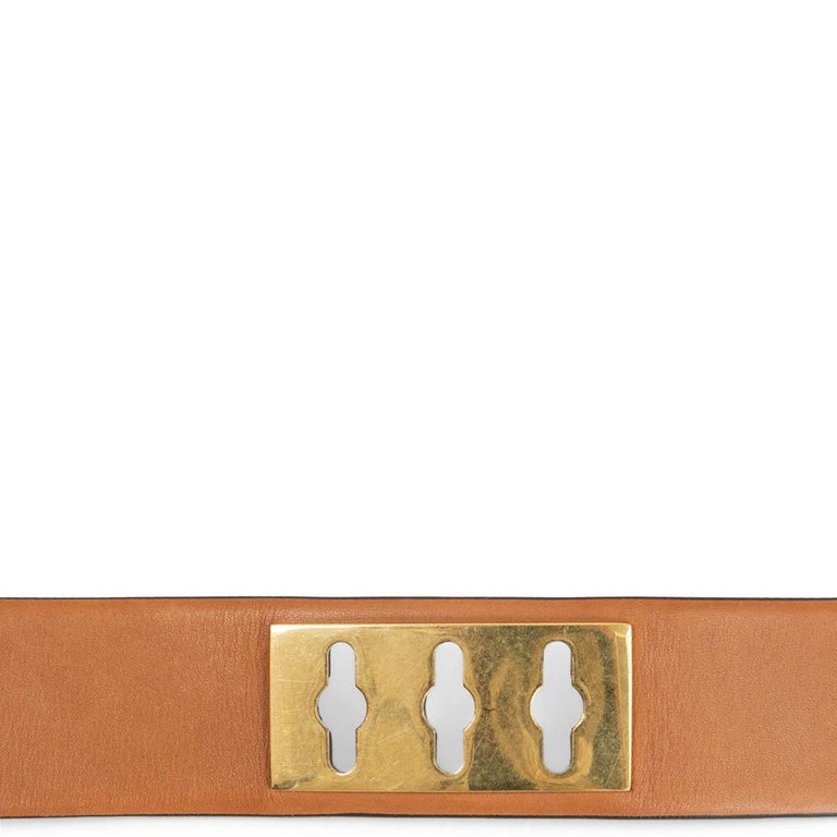 CELINE brown leather 2012 CHAIN TOGGLE WAIST Belt M For Sale at 1stDibs