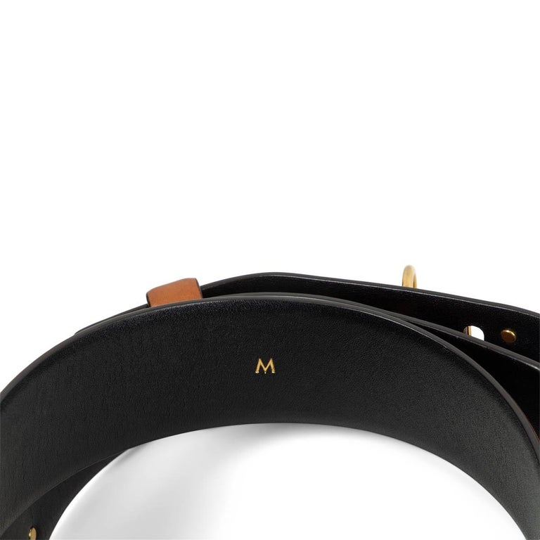 CELINE brown leather 2012 CHAIN TOGGLE WAIST Belt M For Sale at 1stDibs