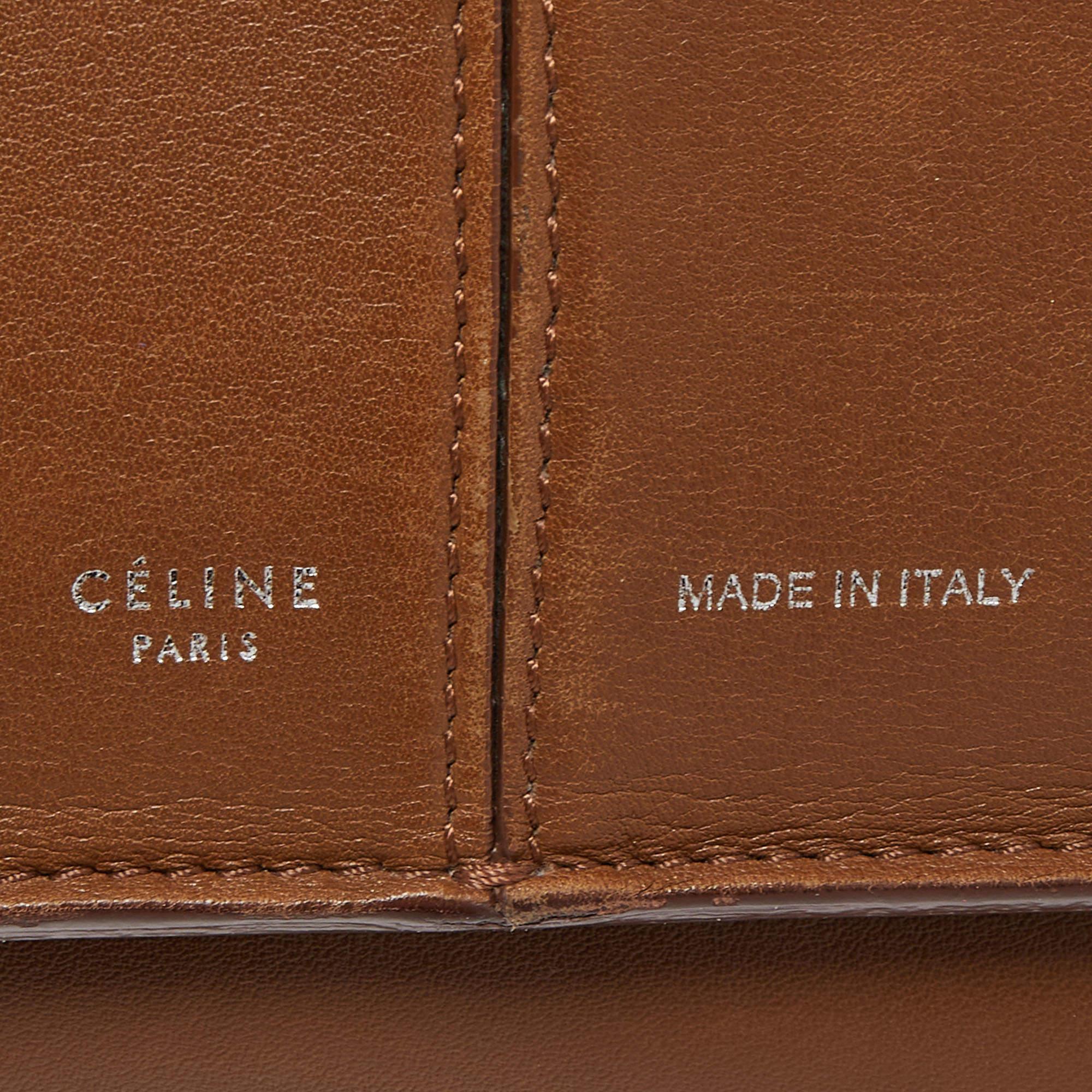 Celine Brown Leather Medium Tri-Fold Tote For Sale at 1stDibs