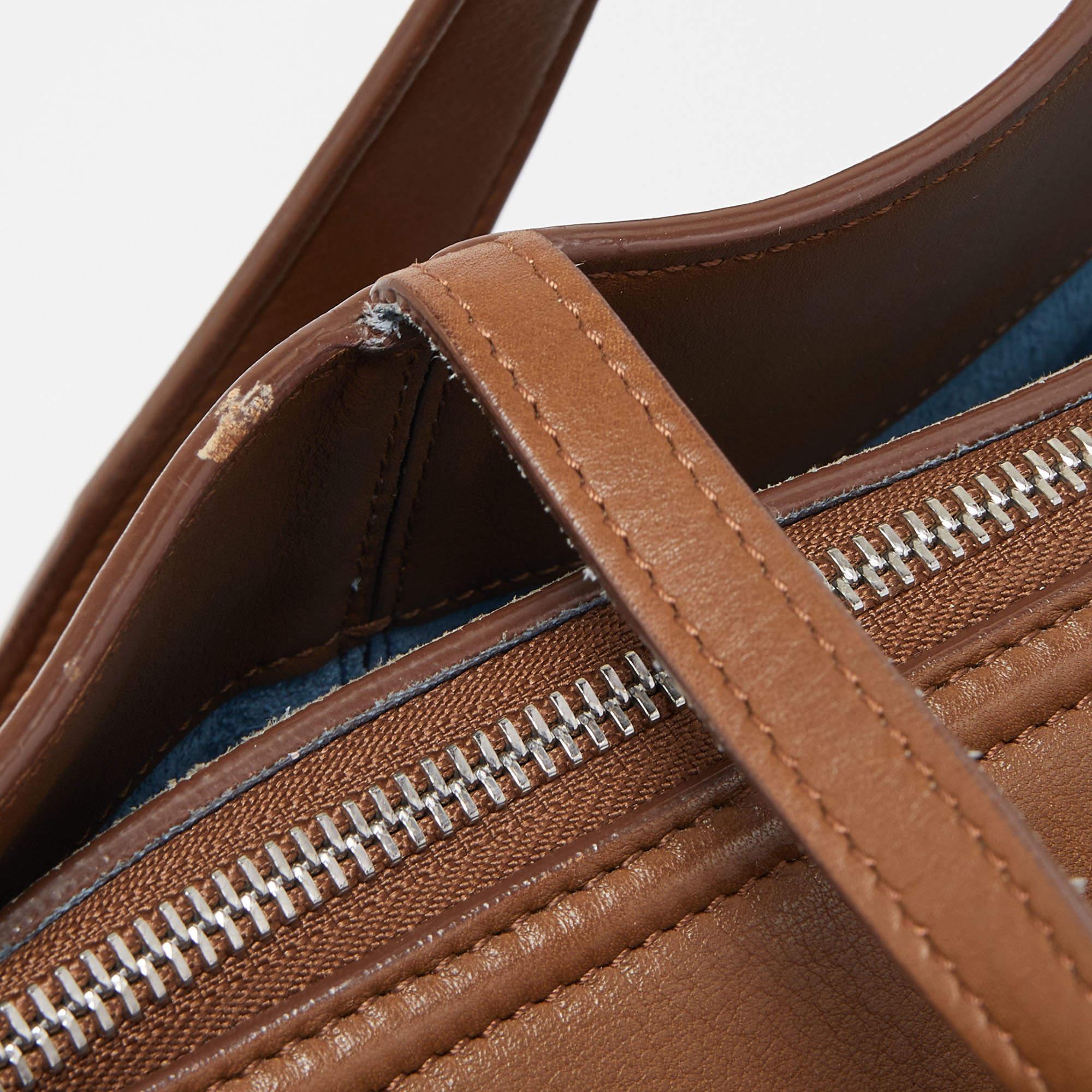 Celine Brown Leather Medium Tri-Fold Tote For Sale at 1stDibs