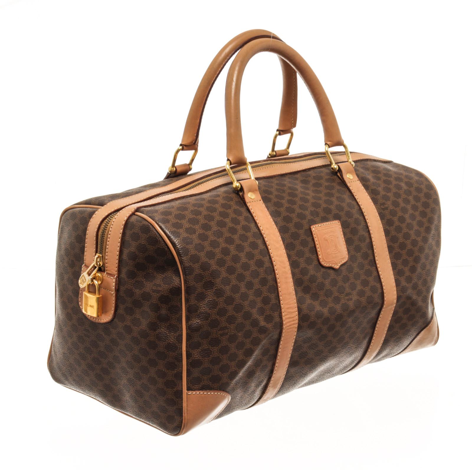 Celine Brown Macadam Canvas Boston Bag at 1stDibs | celine boston bag ...