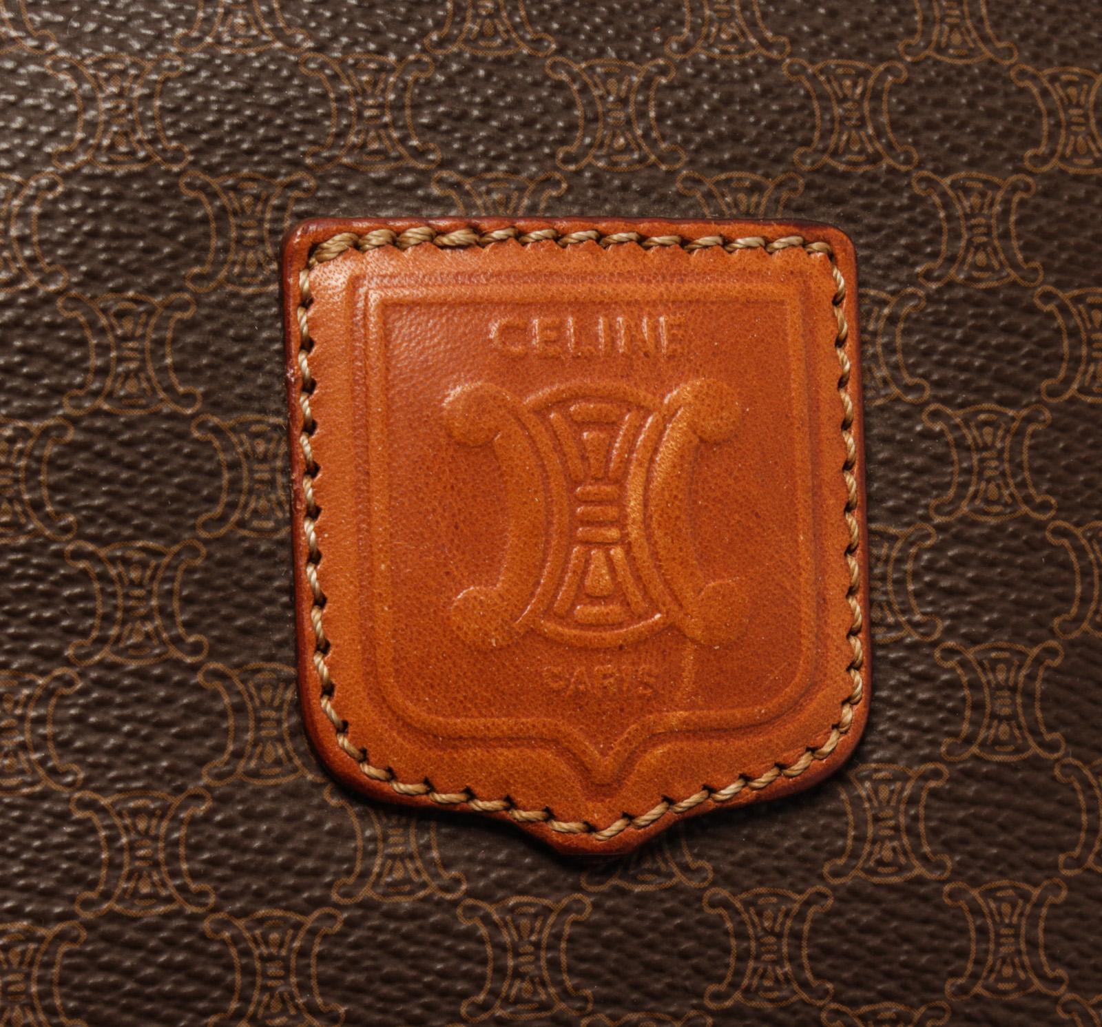 Celine Brown Macadam Pattern Logo Embossed Big Boston Bag For Sale at ...