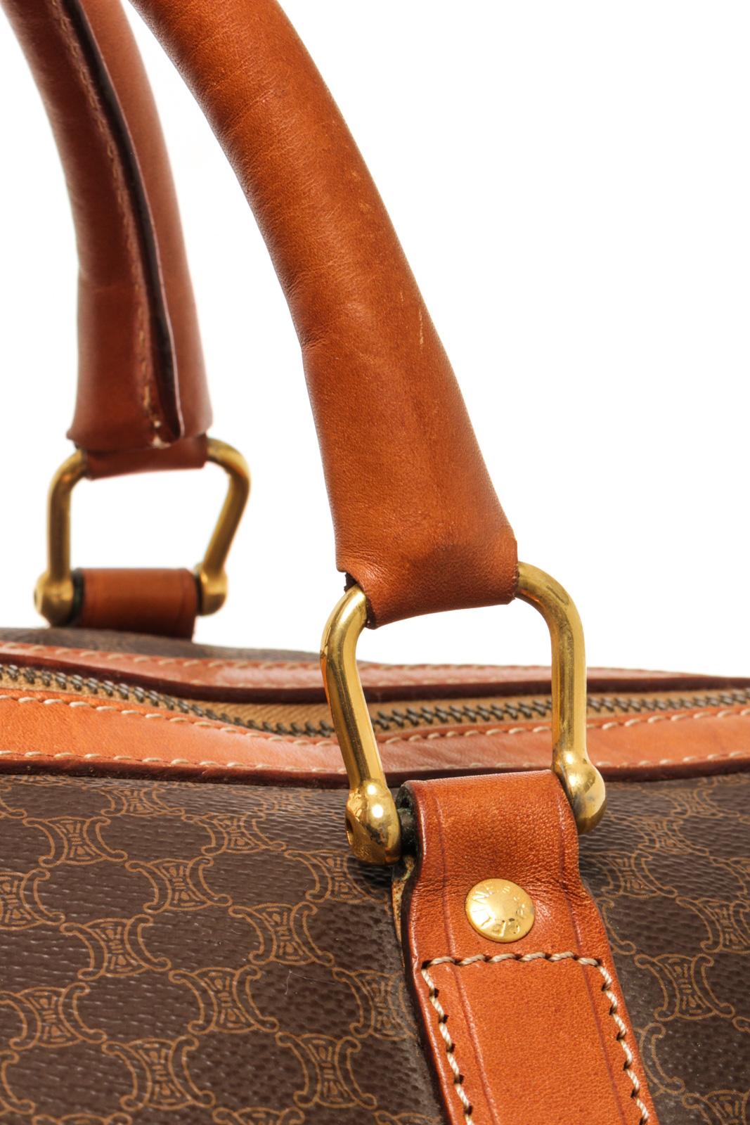 Celine Brown Macadam Pattern Logo Embossed Big Boston Bag For Sale at ...