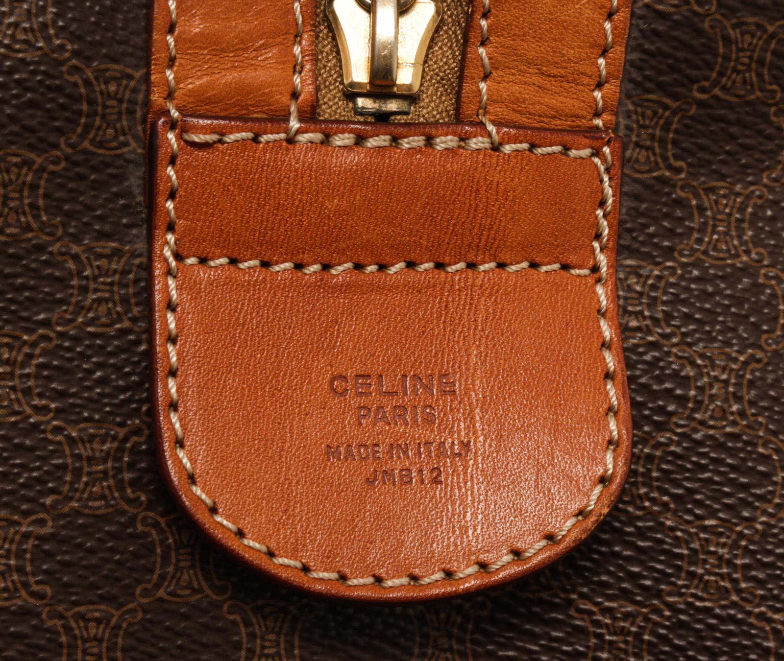 Celine Brown Macadam Pattern Logo Embossed Big Boston Bag For Sale at ...