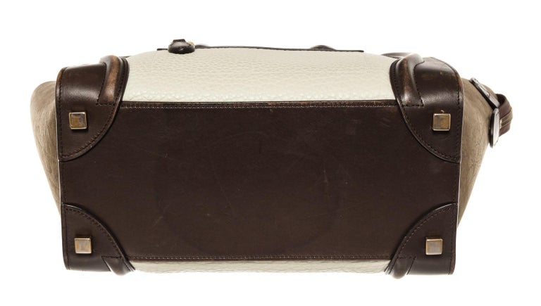 Celine Brown Multicolor Suede Leather Micro Luggage Handbag For Sale at ...