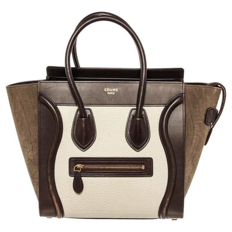 Celine Brown Multicolor Suede Leather Micro Luggage Handbag For Sale at ...
