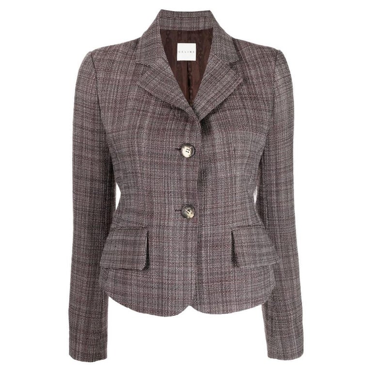 Celine Brown Wool Blazer For Sale at 1stDibs