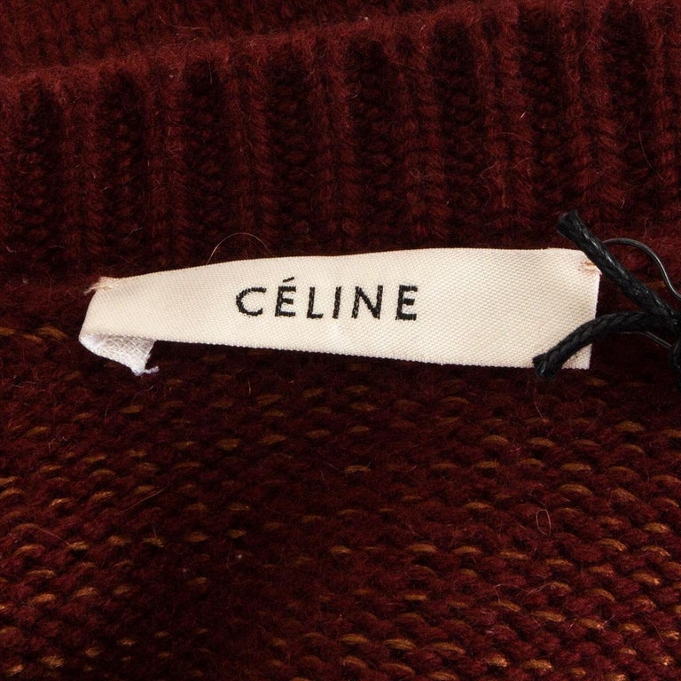 CELINE burgundy cashmere blend Crewneck Sweater S at 1stDibs
