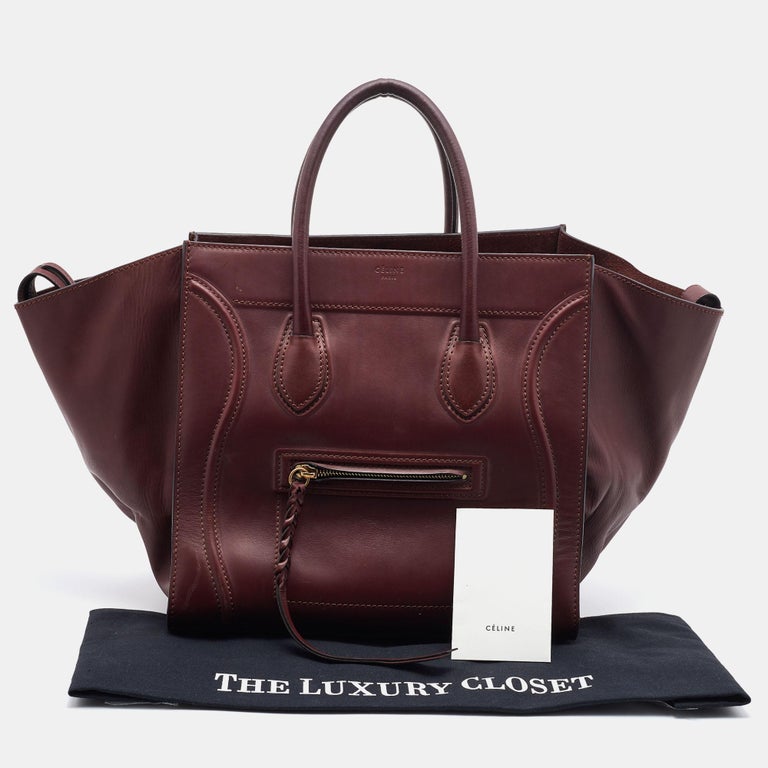 Celine Burgundy Leather Medium Phantom Luggage Tote For Sale at 1stDibs