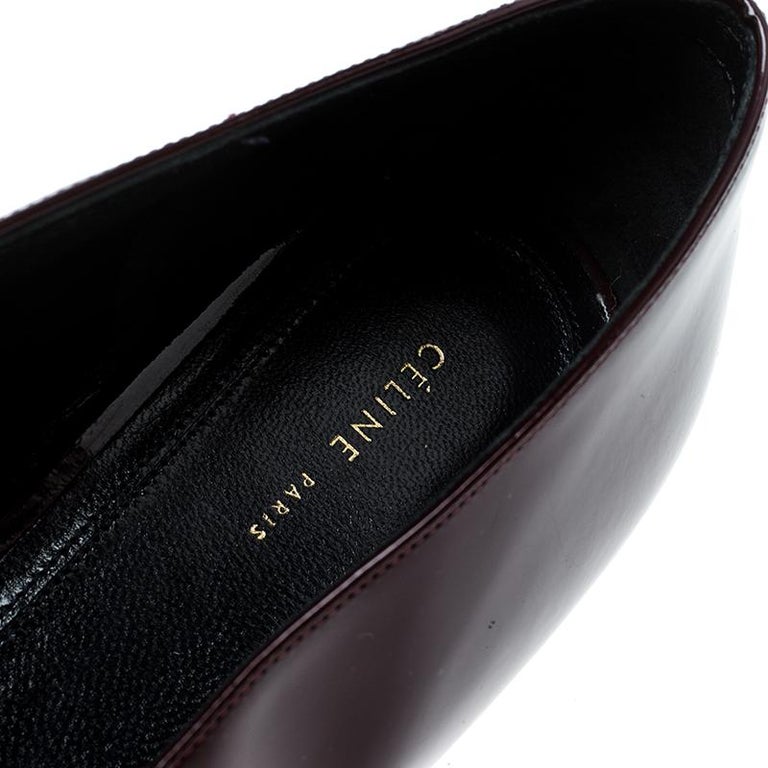 Celine Burgundy Patent Leather V Neck Pointed Toe Flats Size 37 For ...