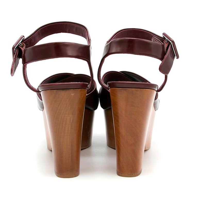 Celine Burgundy Wooden Wedges US 10 at 1stDibs | burgundy wedges, brown ...