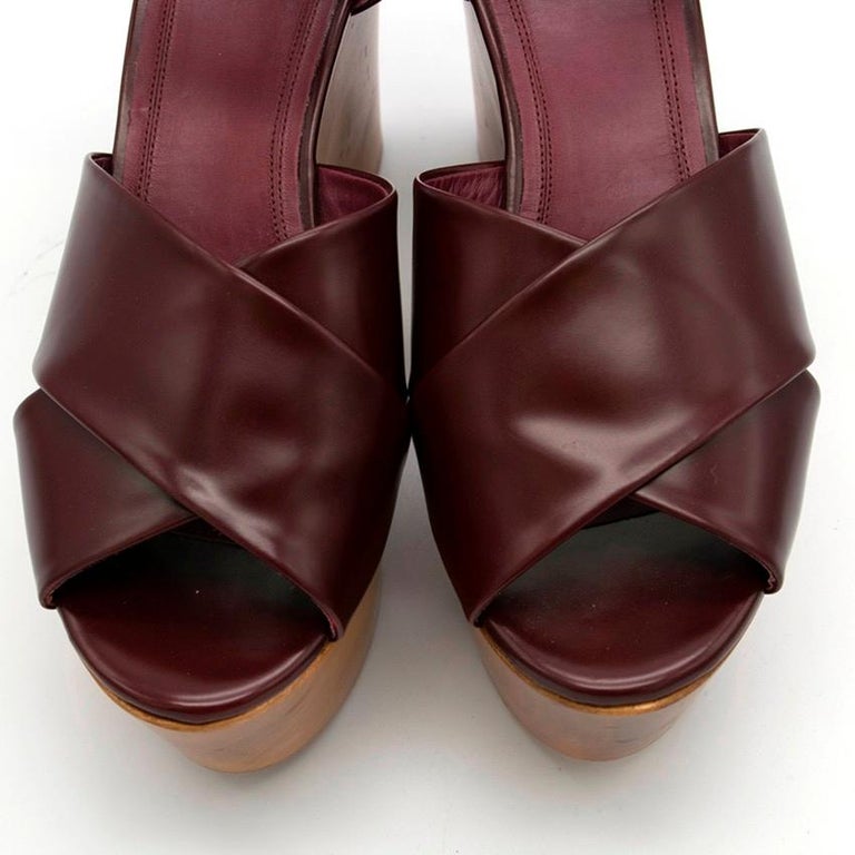 Celine Burgundy Wooden Wedges US 10 at 1stDibs | burgundy wedges, brown ...