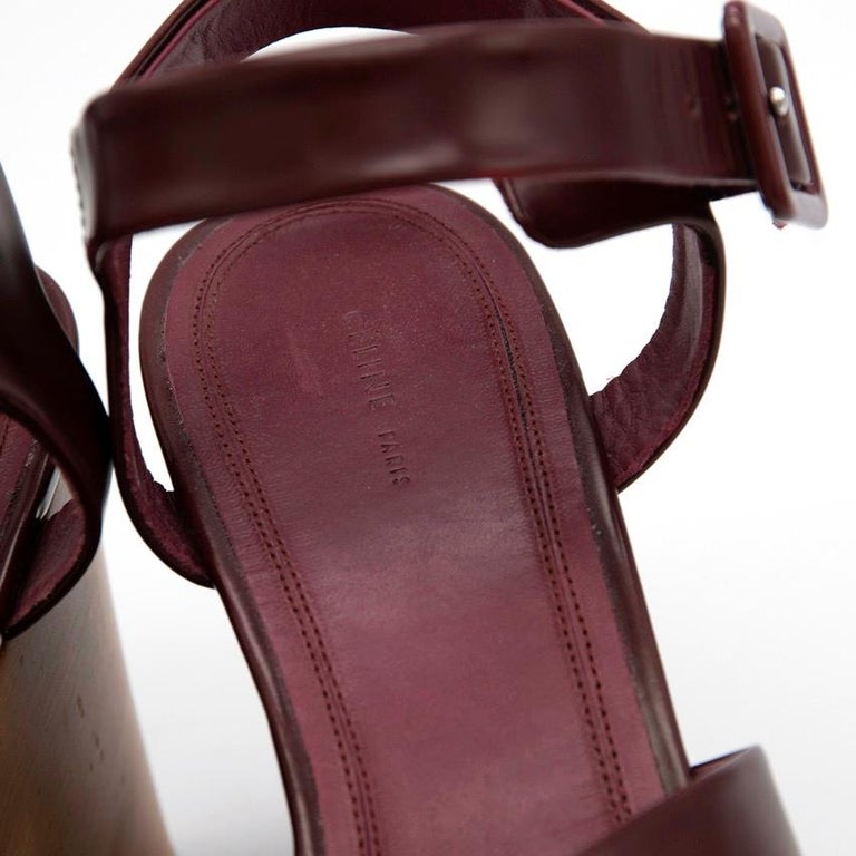 Celine Burgundy Wooden Wedges US 10 at 1stDibs | burgundy wedges, brown ...