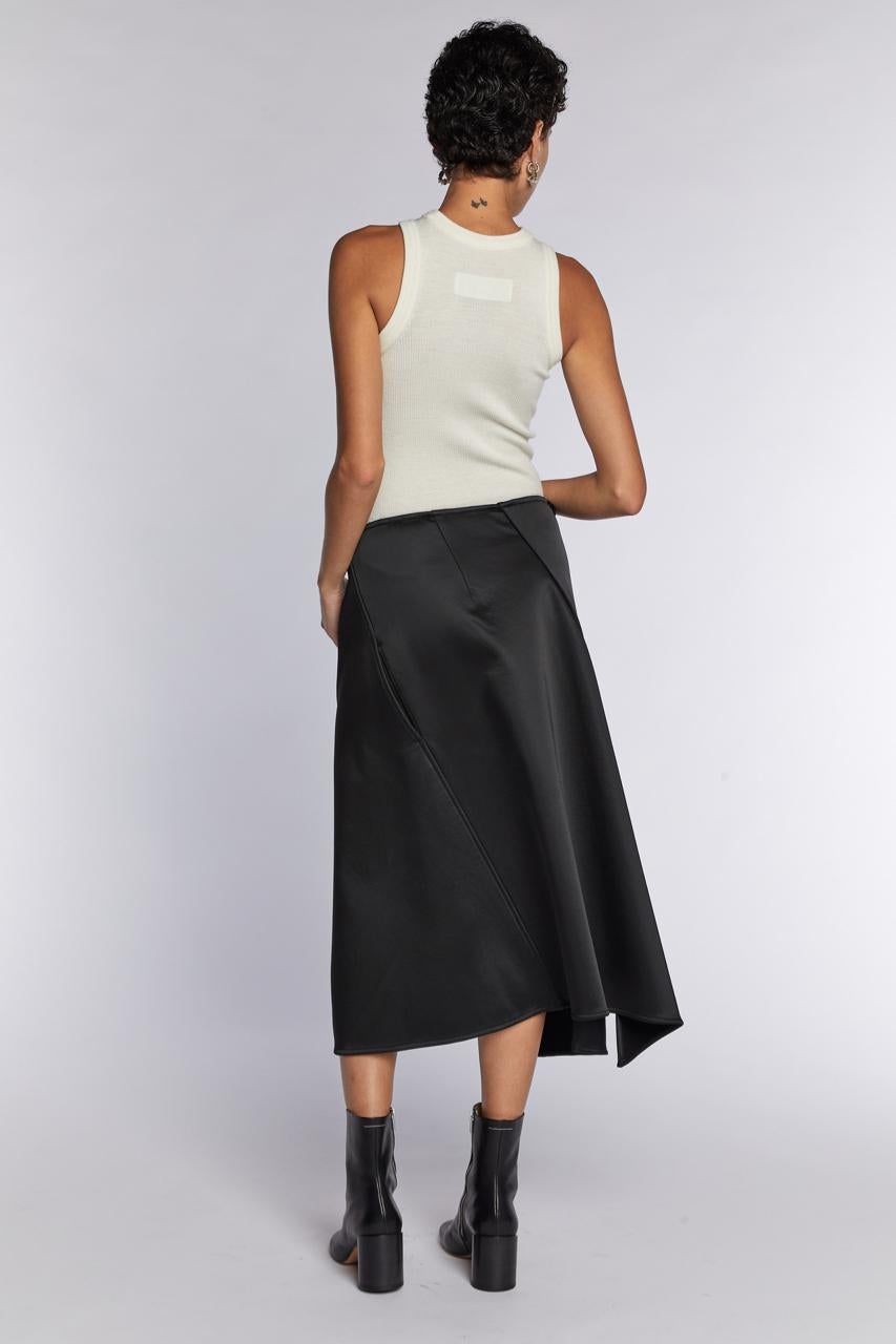 Céline by Phoebe Philo heavy black satin black wrap skirt 2010s For ...