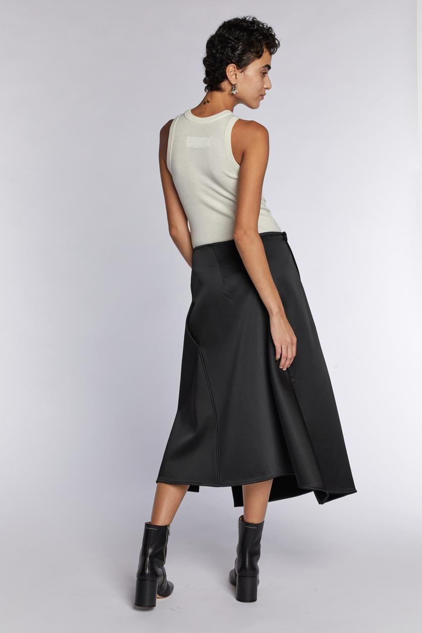 Céline by Phoebe Philo heavy black satin black wrap skirt 2010s For ...