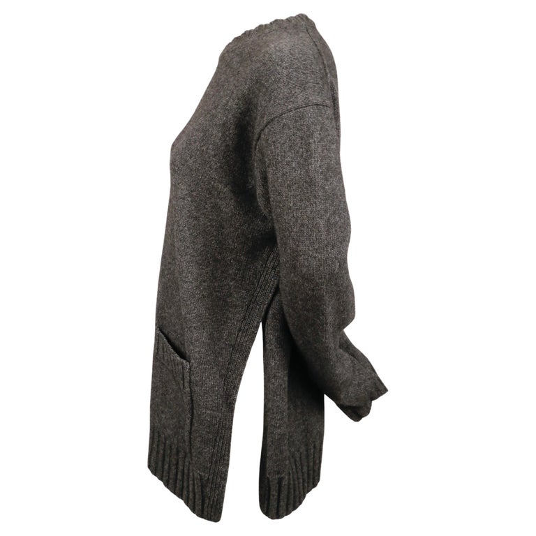CELINE by PHOEBE PHILO marled dark grey sweater with patch pocket and ...
