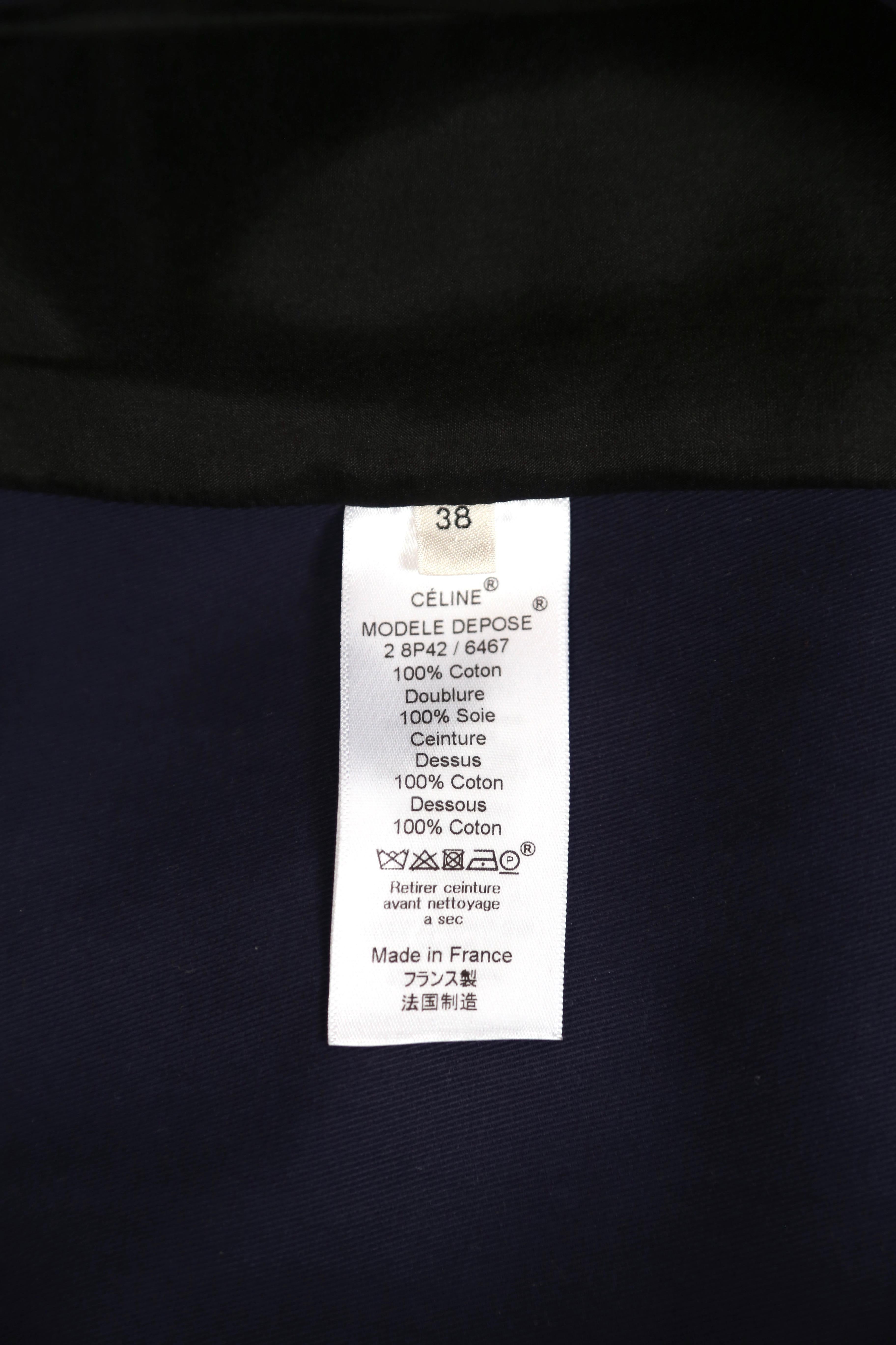 CELINE by PHOEBE PHILO navy blue brushed cotton trench coat For Sale at ...