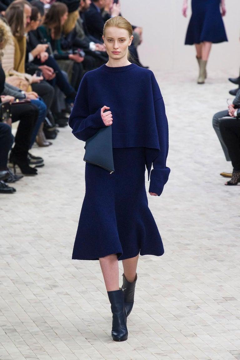 CELINE by Phoebe Philo navy blue textured knit trumpet skirt - runway ...