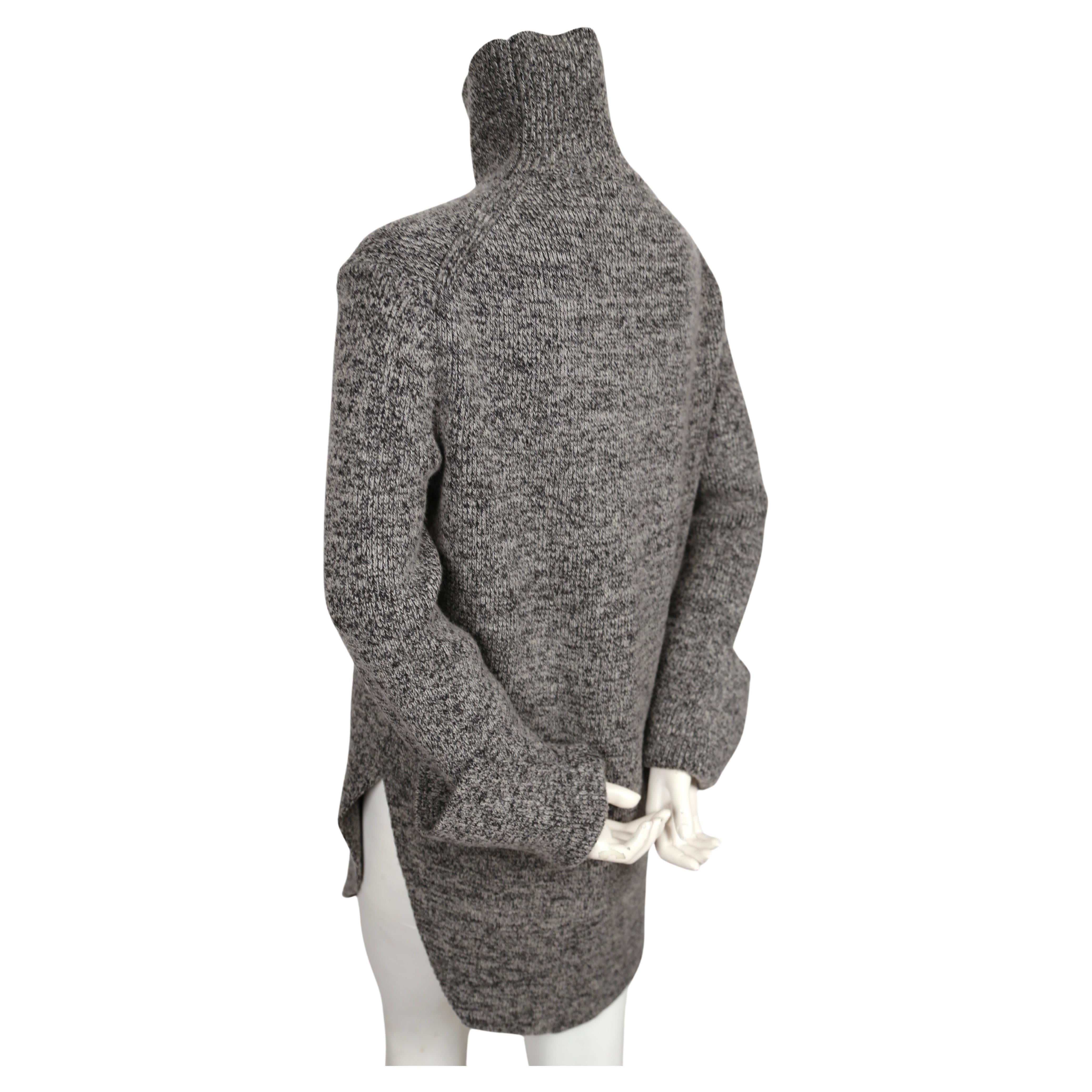 CELINE by PHOEBE PHILO oversized grey turtleneck sweater with curved hem For Sale at 1stDibs